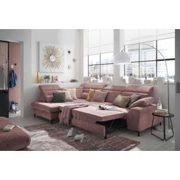 Ecksofa, B:317cm H:84cm T:220cm, rosa, SET ONE BY Musterring, 100% Polyester, Wohnzimmer, Sofas, "SO 3400 Sitzh&ouml;he 47cm oder 49cm, Sitztiefe