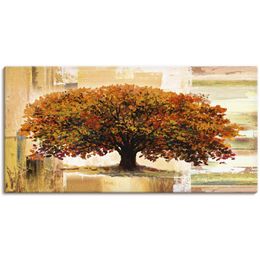 Wandbild Artland, B:150cm H:75cm, braun, Wohnzimmer, Bilder, "Herbstbaum auf abstraktem Hintergrund", als Leinwandbild, Poster in verschied. Gr&ouml;&szlig;en