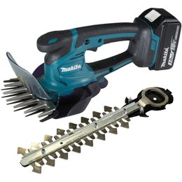 Akku-Gras- und Strauchscherenset Makita, blau, Gartenscheren-Maschinen, "DUM604RFX", mit LXT Akku 18 Volt/3,0 Ah und Schnellladeger&auml;t