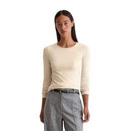 Marc O'Polo MARC O'POLO Damen Langarmshirt "aus TENCEL Modal-Baumwolle-Mix", beige, Basic, Gr. L, unifarben, Obermaterial: 46% Modal, 46% Baumwolle, 8%