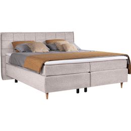 Boxspringbett Alina, B:200cm L:208cm, grau, Struktur TMD (100% Polyester), Jugendzimmer, Komplettbetten, "Henri", inklusive Matratze und Topper, in