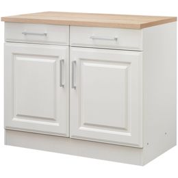 Unterschrank KOCHSTATION, B:100cm H:85cm T:60cm, wei&szlig;, Holzwerkstoff, MDF, K&uuml;che, Schr&auml;nke, "KS-Stockholm", hochwertige MDF-Fronten