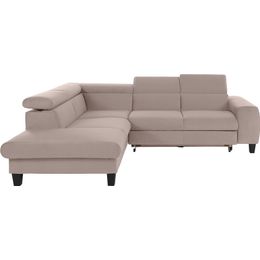Ecksofa COTTA, B:249cm H:75cm T:207cm, braun, Microfaser PRIMABELLE (100% Polyester);Flachgewebe (100% Polyester);Samtvelours (100% Polyester),