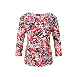 GOLDNER Damen Kurzarmshirt "Druckshirt aus Jersey mit Halbarm", bunt, Gr. 48, Obermaterial: 95% Viskose CV. 5% Elasthan EL., Shirts, Sonstige