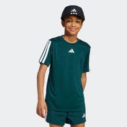 Jungen T-Shirt "TRAIN ESSENTIALS 3-STREIFEN KIDS"aurora ivy, wei&szlig;, Gr. 116, adidas Sportswear, Obermaterial: 100% Polyester, Shirts