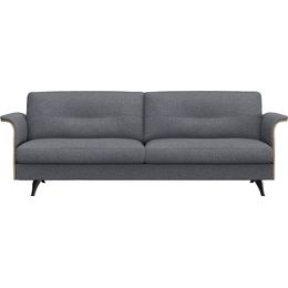3-Sitzer FLEXLUX, B:224cm H:81cm T:91cm, blau, 62% Polyester/17%Baumwolle/14%Viscose/7%Leinen, Sofas, "Glow Designsofa, bequem und komfortabel durch
