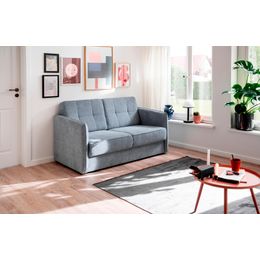 Schlafsofa Home Affaire, B:147cm H:89cm T:87cm, blau, 100% Polyester, Wohnzimmer, Sofas, "Milano", zwei einzeln ausziehbare Liegefunktionen