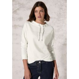 Cecil Damen Langarmshirt, wei&szlig;, Gr. XXL, bedruckt, Web, 48% Baumwolle, 48% Modal, 4% Elasthan, Shirts, mit Tunnelzugband am Kragen