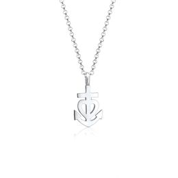 Elli Damen Kette mit Anh&auml;nger "Anker Herz Kreuz 925 Sterling Silber", 45, ohne Stein, Silber 925 (Sterlingsilber), L: 45silber, Silber 925