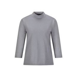 GOLDNER Damen Langarmshirt "Glitzer-Viskose-Oberteil mit Halbarm", grau, Modisch, Gr. 50, Obermaterial: 75% Viskose CV. 20% metallisierte Fasern MTF.
