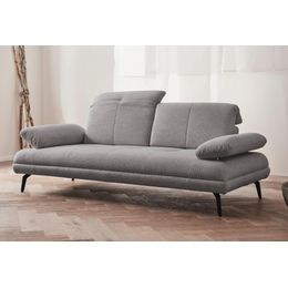 2-Sitzer Home Affaire, B:212cm H:83cm T:107cm, grau, Struktur weich (100% Polyester);Struktur grob (100% Polyester);100% NaturLEDER, Sofas,