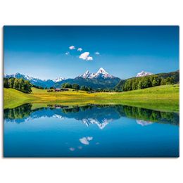 Wandbild Artland, B:80cm H:60cm, blau, Wohnzimmer, Bilder, "Landschaft in den Alpen", als Leinwandbild, Poster in verschied. Gr&ouml;&szlig;en