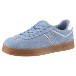 Tommy Jeans Damen Plateausneaker "THE GREENWICH SUEDE", Gr. 36, blau, Lederimitat, Veloursleder, Schuhe, Freizeitschuh, Halbschuh, Schn&uuml;rschuh mit