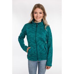 DEPROC Active Damen Strickfleecejacke "WILLMORE MELANGE WOMEN", blau, Gr. 46, 90% Polyester; 10% Wolle, Jacken, in edler Optik