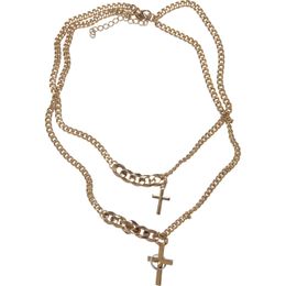 Urban Classics Damen Kette mit Anh&auml;nger "Urban Classics Unisex Various Chain Cross Necklace", onesizegold, Halsketten