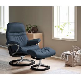 Fu&szlig;hocker stressless, B:57cm H:42cm T:40cm, blau, Leder BATICK: BATICK ist ein leicht korrigiertes, durchgef&auml;rbtes und genarbtes M&ouml;belleder, bei dem