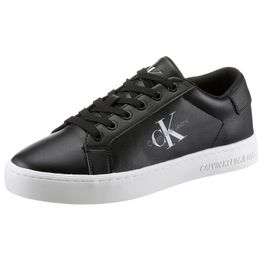 Herren Sneaker "CLASSIC CUPSOLE LACEUP LOW LTH", Calvin Klein Jeans, Gr. 41, schwarz, Leder, Schuhe, mit kontrastfarbigen Logodruck, Freizeitschuh,