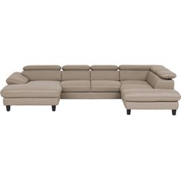 Wohnlandschaft Home Affaire, B:331cm T:108cm, beige, Sofas, "Pilot U-Form", mit Kopfteilverstellung, wahlweise mit Bettfunktion & Bettkasten