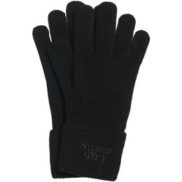 Superdry Damen Strickhandschuhe "SOFT RIB KNIT GLOVES", schwarz, unifarben, Strick, Materialmix, Handschuhe