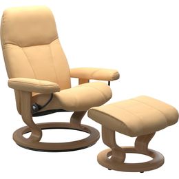 Fu&szlig;hocker stressless, B:54cm H:38cm T:39cm, gelb, Garten, Hocker, "Consul", mit Classic Base, Gestell Eiche