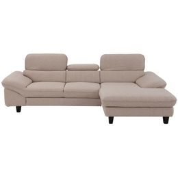 Ecksofa Home Affaire, B:268cm H:73cm T:108cm, beige, 100% Polyester, Feinstruktur 75000 Scheuertouren, Struktur 35000 Scheuertouren, Microfaser