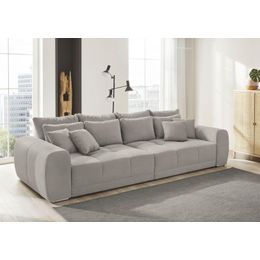 Jockenh&ouml;fer Big-Sofa, B:306cm H:83cm T:134cm, grau, JOCKENH&Ouml;FER GRUPPE, Feinstruktur (100% Polyester) in Sitz, R&uuml;cken- und Zierkissen;Luxus-Microfaser Alca Top