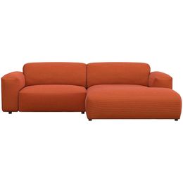 Ecksofa FLEXLUX, B:257cm H:73cm T:171cm, orange, 85% Polyester/15%Polyamide, Wohnzimmer, Sofas, "Lucera Chaislongue rechts oder links, L-Form,