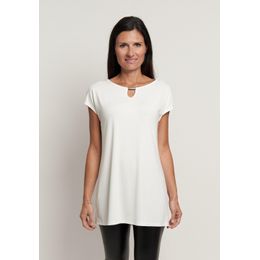Seidel Moden Damen T-Shirt, wei&szlig;, Gr. 44, unifarben, Jersey, Obermaterial: 95% Viskose, 5% Elasthan, Shirts, mit &uuml;berschnittenen Schultern, MADE IN