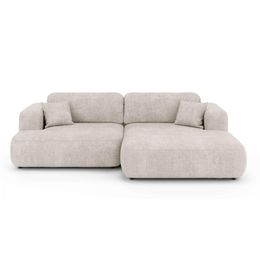 Ecksofa OTTO HOME "VEEVIA L-Form, Schlafsofa, Verl&auml;ssliche Qualit&auml;t, Breite 256cm", creme, B:256cm H:76cm T:161cm, 100% Polyester, Sofas, Ecksofa, mit Bettkasten, belastbar bis 480kg, inklusive R&uuml;cken- und Zierkissen