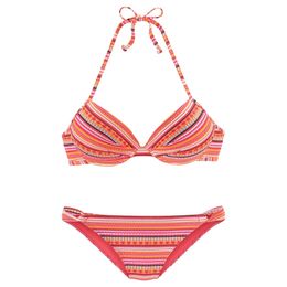 Lascana Bikini Damen Gr&ouml;&szlig;e XS/S orange / pink / schwarz / wei&szlig;