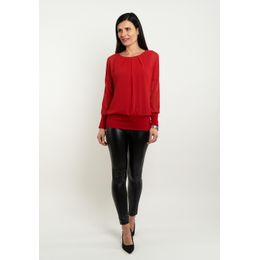 Seidel Moden Damen Langarmbluserubinrot,44, Gr. 40, unifarben, Web, Obermaterial: 100% Polyester. Obermaterial 2: 95% Viskose, 5% Elasthan, Blusen,