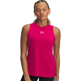 Under Armour Damen Trainingstop "UA RIVAL MUSCLE TANK"shaded fuchsia,, wei&szlig;, Gr. M, Obermaterial: 57% Baumwolle, 38% Polyester, 5% Elasthan, Tops,