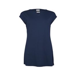 Seidel Moden Damen T-Shirt, blau, Gr. 56, unifarben, Jersey, Obermaterial: 95% Viskose, 5% Elasthan, Shirts, mit &uuml;berschnittenen Schultern, MADE IN