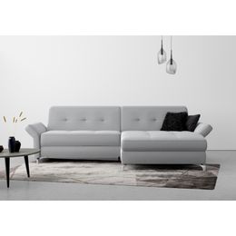 Ecksofa Home Affaire, B:284cm H:89cm T:179cm, grau, 100% Polyester, Wohnzimmer, Sofas, "Maredo L-Form", Federkern, wahlweise auch mit Kopfteil- und