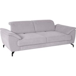 Sit & More 2,5-Sitzer SIT & MORE, B:207cm T:112cm, silber, Sofas, "Percy", 12 cm Fu&szlig;h&ouml;he, Sitztiefenverstellung, wahlweise Kopfteilverstellung