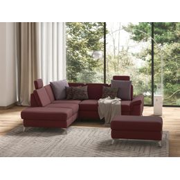 Sit & More Ecksofa SIT & MORE, B:276cm H:89cm T:228cm, rot, Wohnzimmer, Sofas, "Padua L-Form", inklusive Sitztiefenverstellung, Armteilfunktion und Federkern