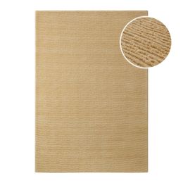 Teppich Wecon Home, B:140cm H:7mm L:200cmsand beige, Schurwolle, Wohnzimmer, Teppiche, "Castello ONE", Schurwolle, Kurzflor mit Hoch-Tief-Effekt,