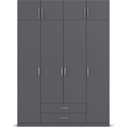 Kleiderschrank Rauch, B:181cm H:248cm T:54cm, grau, Holzwerkstoff, Kinderzimmer, Schr&auml;nke, "Schrank Garderobe W&auml;scheschrank GAMMA in 4 Breiten 91-226