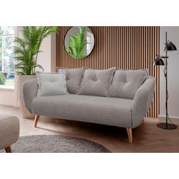 2,5-Sitzer Home Affaire, B:196cm H:80cm T:103cm, grau, 100% Polyester, Sofas, "Baggio modern und romantisches Design, bequem", Zierkissen inklusive