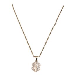 Urban Classics Damen Edelstahlkette "Urban Classics Unisex Small Dollar Necklace", onesizegold, Halsketten