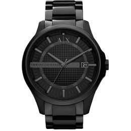 Armani Exchange Herren Quarzuhr, schwarz, Armbanduhren, Armbanduhr, Herrenuhr, Datum, analog, Edelstahlarmband