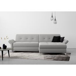 Ecksofa Home Affaire, B:284cm H:89cm T:179cm, grau, 100% Polyester, Wohnzimmer, Sofas, "Maredo L-Form", Federkern, wahlweise auch mit Kopfteil- und