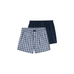 Tom Tailor Herren Mittellange Boxershorts mit Karomuster im 2er-Pack, blau, Kariert, Gr. S/4