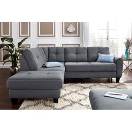 Sit & More Ecksofa SIT & MORE, B:240cm H:91cm T:214cm, grau, Luxus-Microfaser (100% Polyester)IStruktur fein (100% Polyester)IFlachgewebe (95% Polyester, 5%