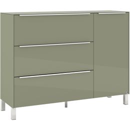 Sideboard, B:137cm H:106cm T:42cm, gr&uuml;n, SET ONE BY Musterring, Glas, Holzwerkstoff, Wohnzimmer, Sideboards, "Reno", Mit Vierkantfu&szlig; in diversen