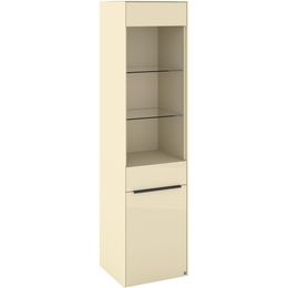 Standvitrine, B:48cm H:185cm T:42cm, beige, SET ONE BY Musterring, Glas, Holzwerkstoff, Schr&auml;nke, "Reno", Mit Gleitern und in verschiedenen Farben