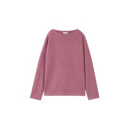 Tom Tailor Damen Soft-Touch Sweatshirt mit Knopf-Details, rosa, Meliert, Gr. XXL
