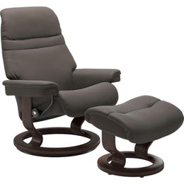 Fu&szlig;hocker stressless, B:57cm H:39cm T:40cm, grau, Leder BATICK: BATICK ist ein leicht korrigiertes, durchgef&auml;rbtes und genarbtes M&ouml;belleder, bei dem