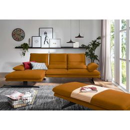 Ecksofa W.Schillig, B:291cm H:94cm T:164cm, gelb, Stoff S37 (100% Polyester): Luxus-Microfaser in Lederoptik, Wohnzimmer, Sofas, "broadway,