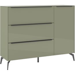 Sideboard, B:137cm H:109cm T:42cmolivgr&uuml;n matt lack, glas olivgr&uuml;n glanz, SET ONE BY Musterring, Glas, Holzwerkstoff, Wohnzimmer, Sideboards, "Reno",